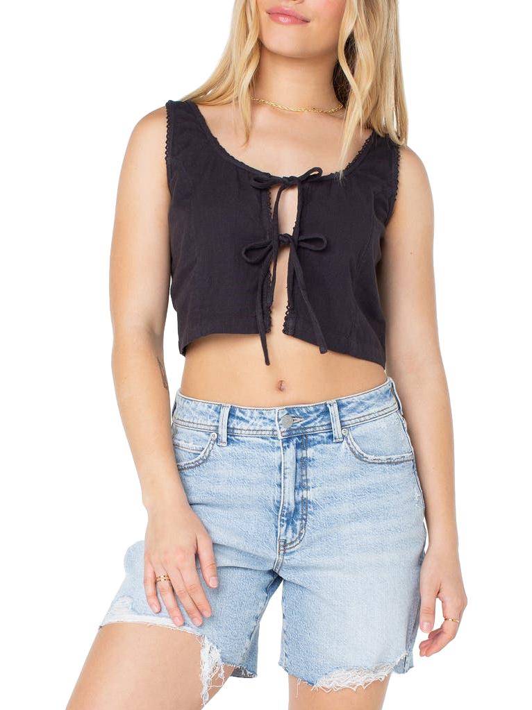 ROXY Kayla Sleeveless Cotton Tie-Front Top